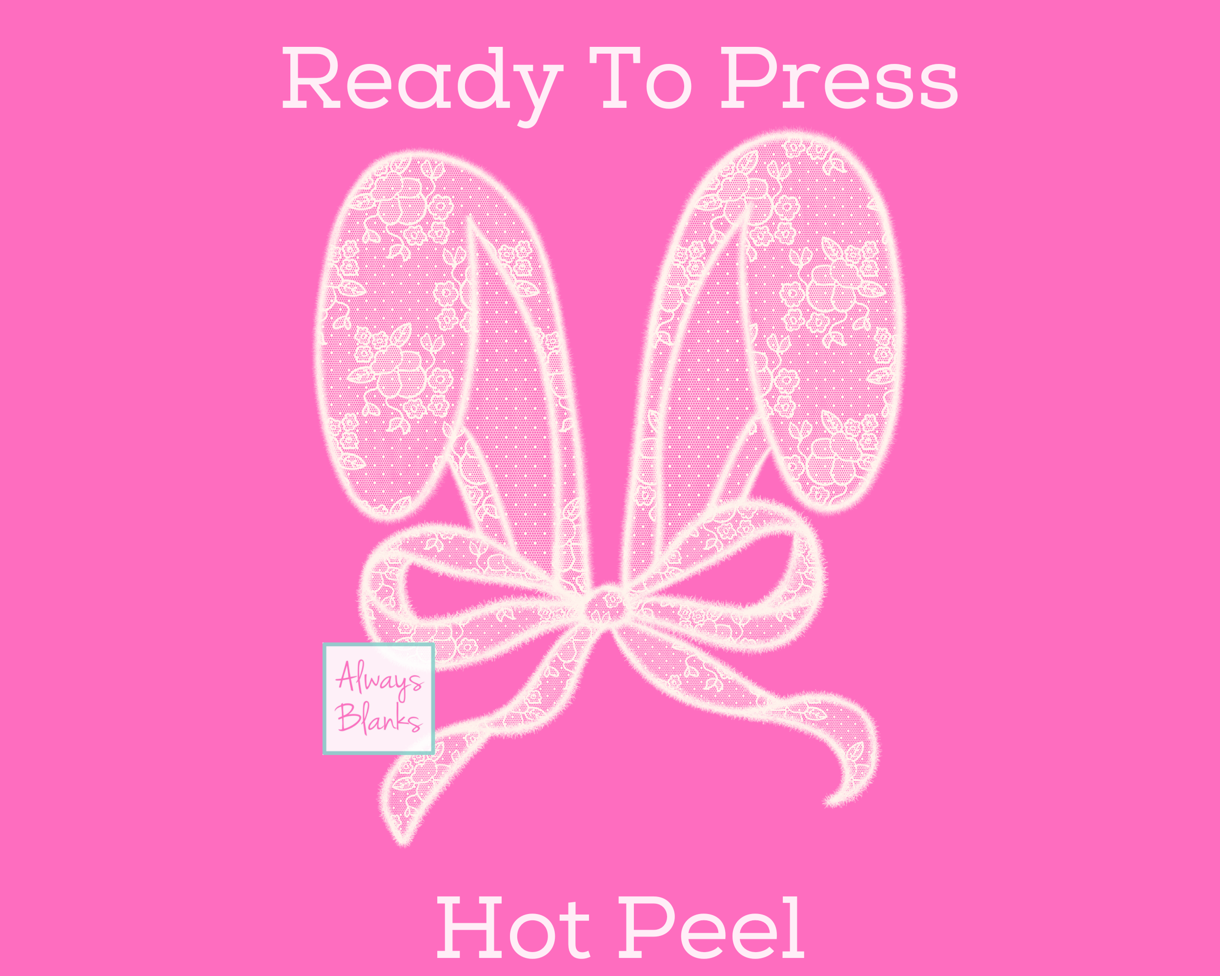 Lace Bunny Ears Coquette Bow (Cream) Easter DTF TRANSFER or UV DTF STI ...